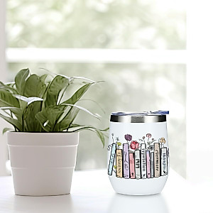 Inspired Tumbler Book Decor Book Lovers Gifts Bookish Coffee Mug Music Lover Gift for Women Mom Girls Sister Friendship Birthday Christmas 12 oz Wine Tumbler Stainless Steel Coffee Thermos with Lid
