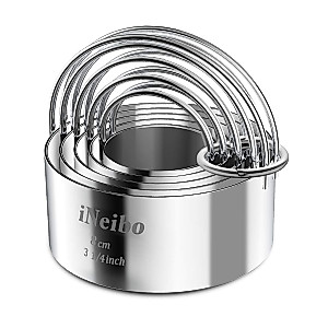 iNeibo Biscuit Cutter Set, Cookie Cutter, Round Shape Circle Scone Cutters, Pastry Dough Baking Cutter, Shapes Pastry Cutter for Dumpling Skin Cutters, Dough, Pastry, Donut, Fondant, DIY, Cake Décor