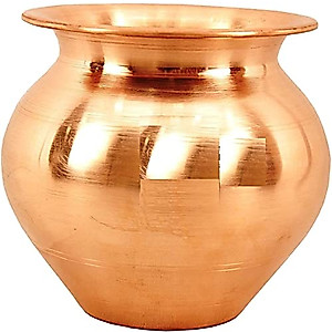 Copper Kalash Lota Pot, Puja Wedding Purpose Temple, Home and Perfect for gift.Capacity 500 ML,100% Pure Copper Vessel Lota Kalash, (Size in inches 4 x 4.2 x 4)1 Pc