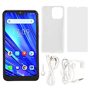 Unlocked Cell Phone, IP14 Pro Smartphone, 4GB 32GB ROM,6.1inch Face Recognition Mobile Phone, Dual Card Dual Standby, Cellphone for Android 10.1 (Purpl)