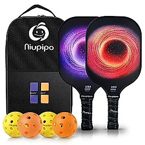 niupipo Pickleball Paddle, USAPA Approved Pickleball Paddle with Fiberglass Face, Protective Cover, Ultra Cushion, Polypropylene Honeycomb Core, 4.8-Inch Grip, Lightweight