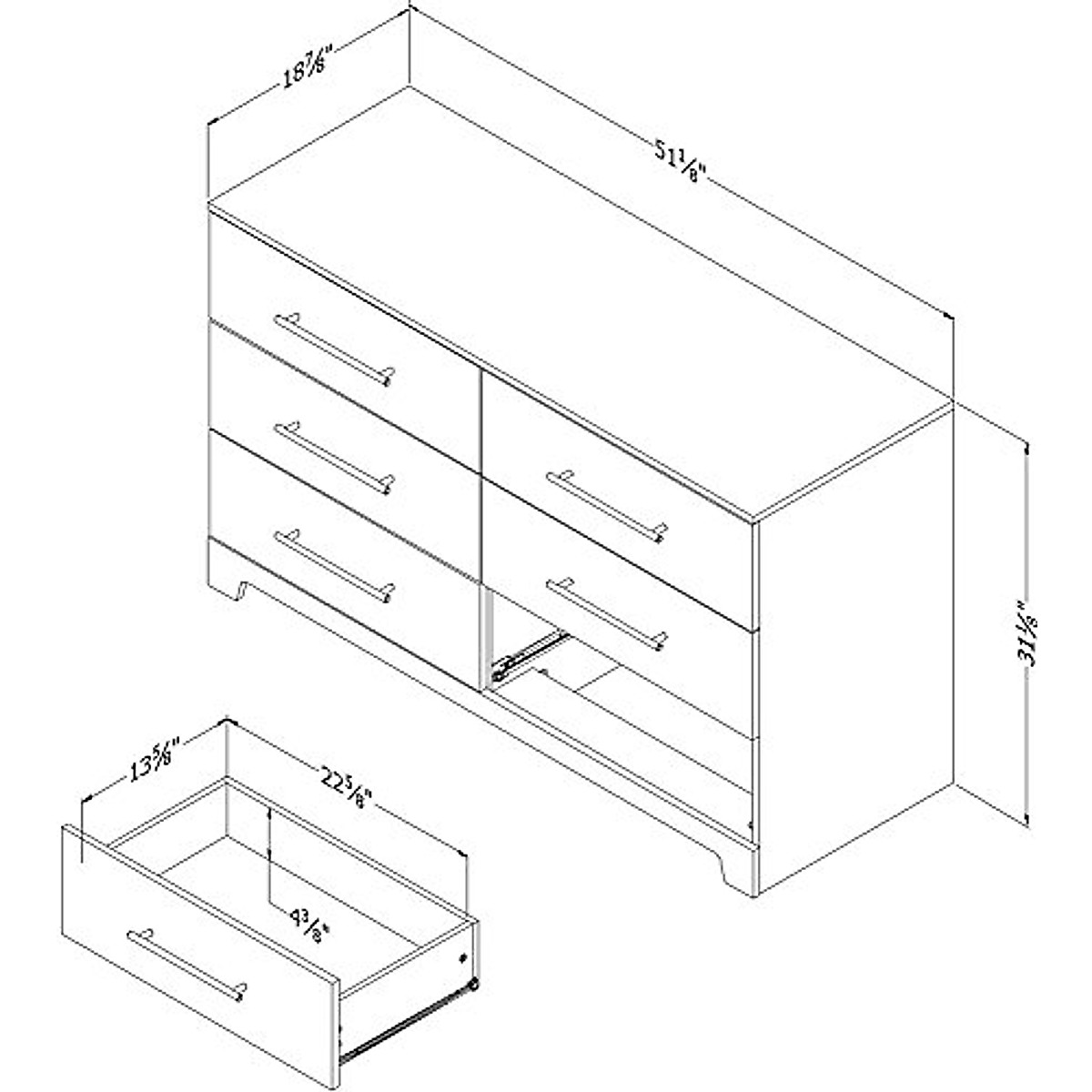 South Shore Primo 6-Drawer Double Dresser, Rustic Oak