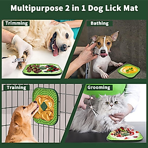 CIICII Dog Lick Mat for Dogs Crate, 2 in 1 Dog Slow Feeder Treat Mat (Large 7.1" Dog Licking Mat + Dog Crate Training Aid) with Silicone Anti-Slip Pad for Dogs/Cats Anxiety Reduction & Boredom Relief