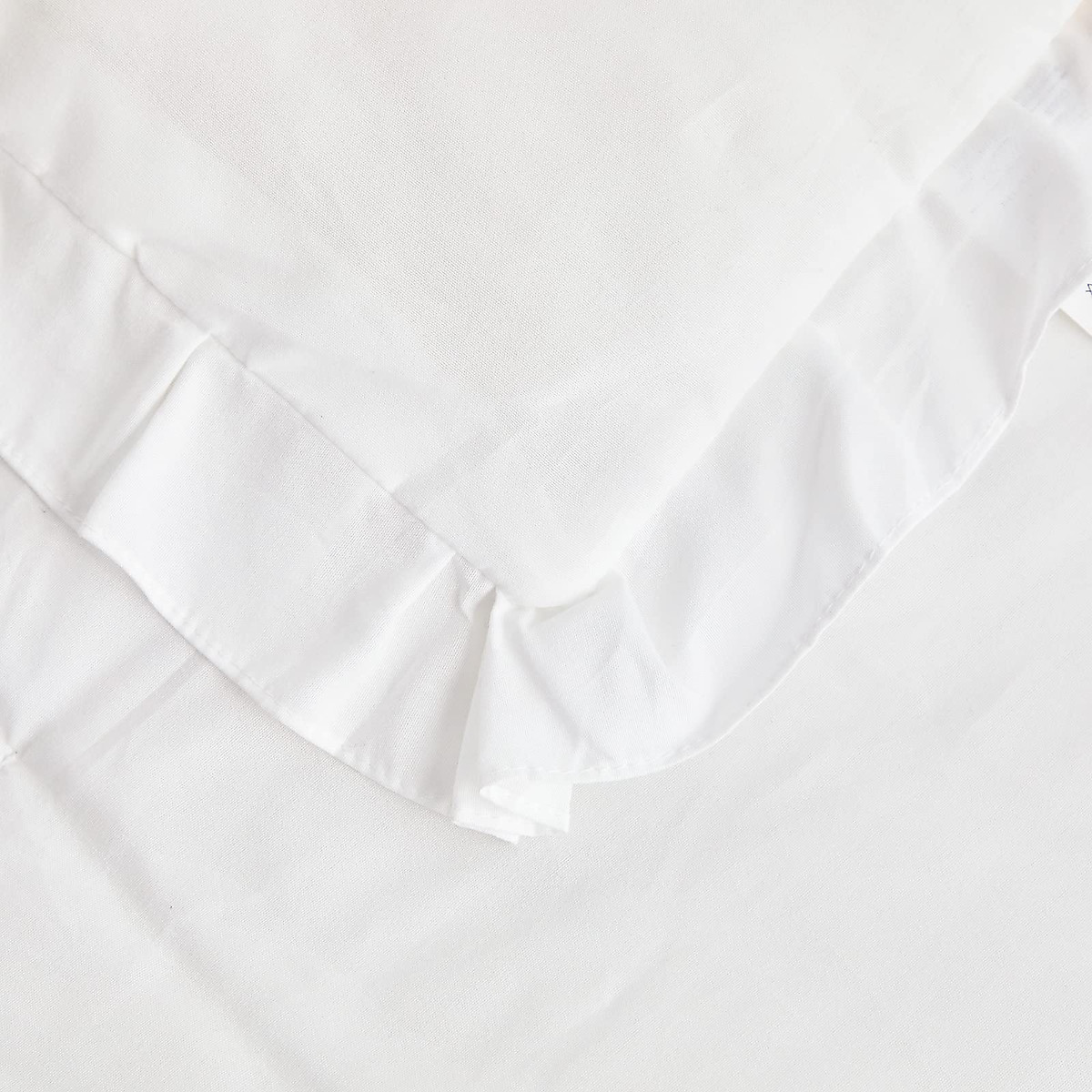 4 Pieces White Toddler Bedding Set with Ruffle Fringe, Solid Color Toddler Bed Set - 1 Toddler Comforter + 1 Fitted Sheet +1 Flat Sheet +1 Pillowcase for Baby Boys and Girls