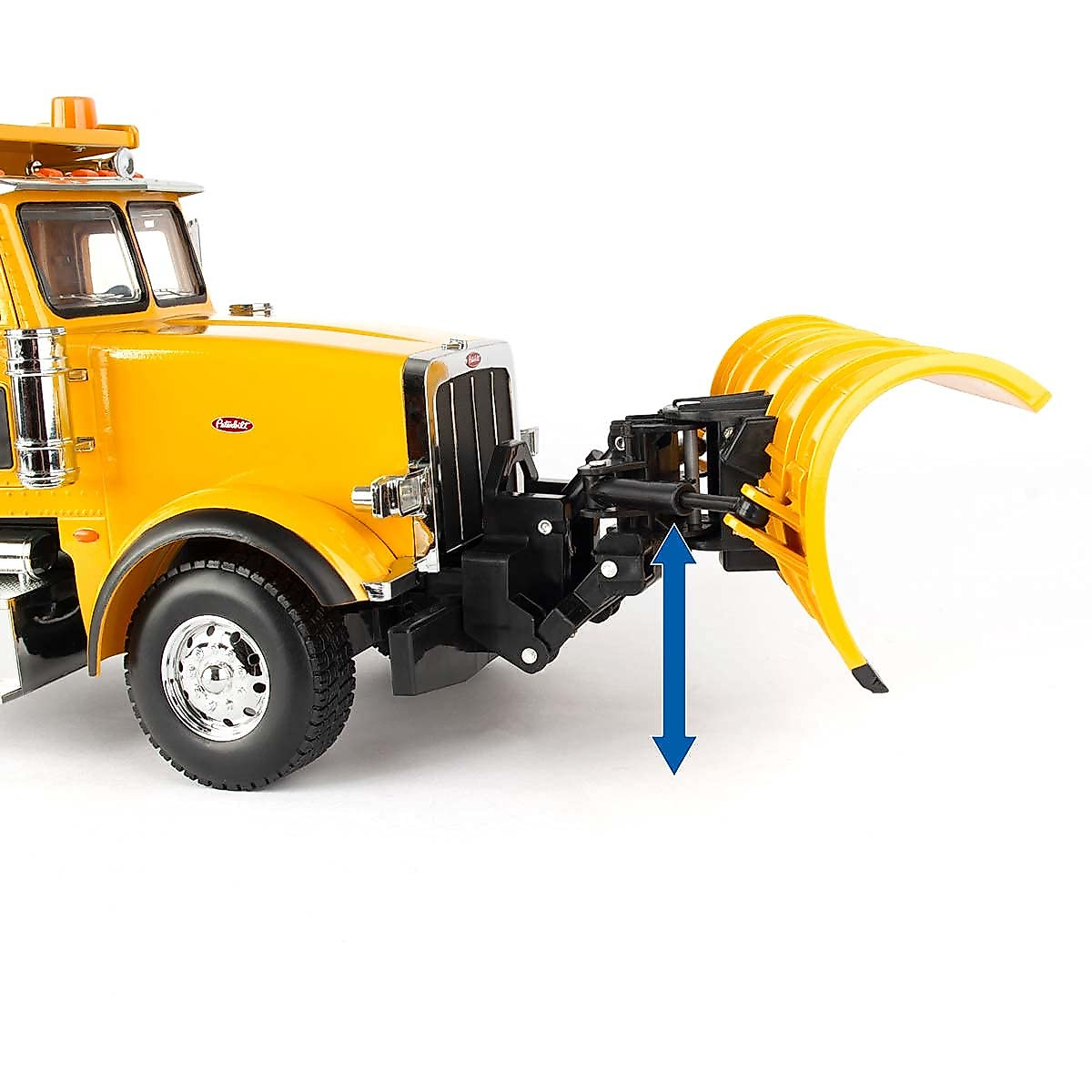 TOMY ERTL Big Farm 1:16 Scale Peterbilt Snow Plow Truck with Dump Box Toy for Kids, Yellow, 3 Years and Up