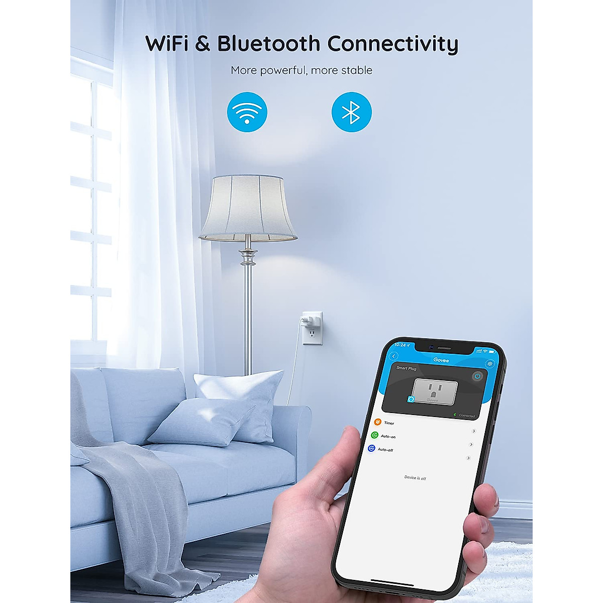 Govee Smart Plug, WiFi Bluetooth Outlets 4 Pack Work with Alexa and Google Assistant, 15A WiFi Plugs with Multiple Timers, Govee Home APP Group Control Remotely, No Hub Required, ETL&FCC Certified