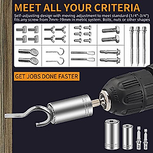 Universal Socket Set (7-19mm 11-32mm) Super Socket For Unscrew Any Bolt Tools,Power Drill Adapter Socket,Multi-function Socket Set Cool for Dad Men Husband Boyfriends Gifts 4 PCS Set