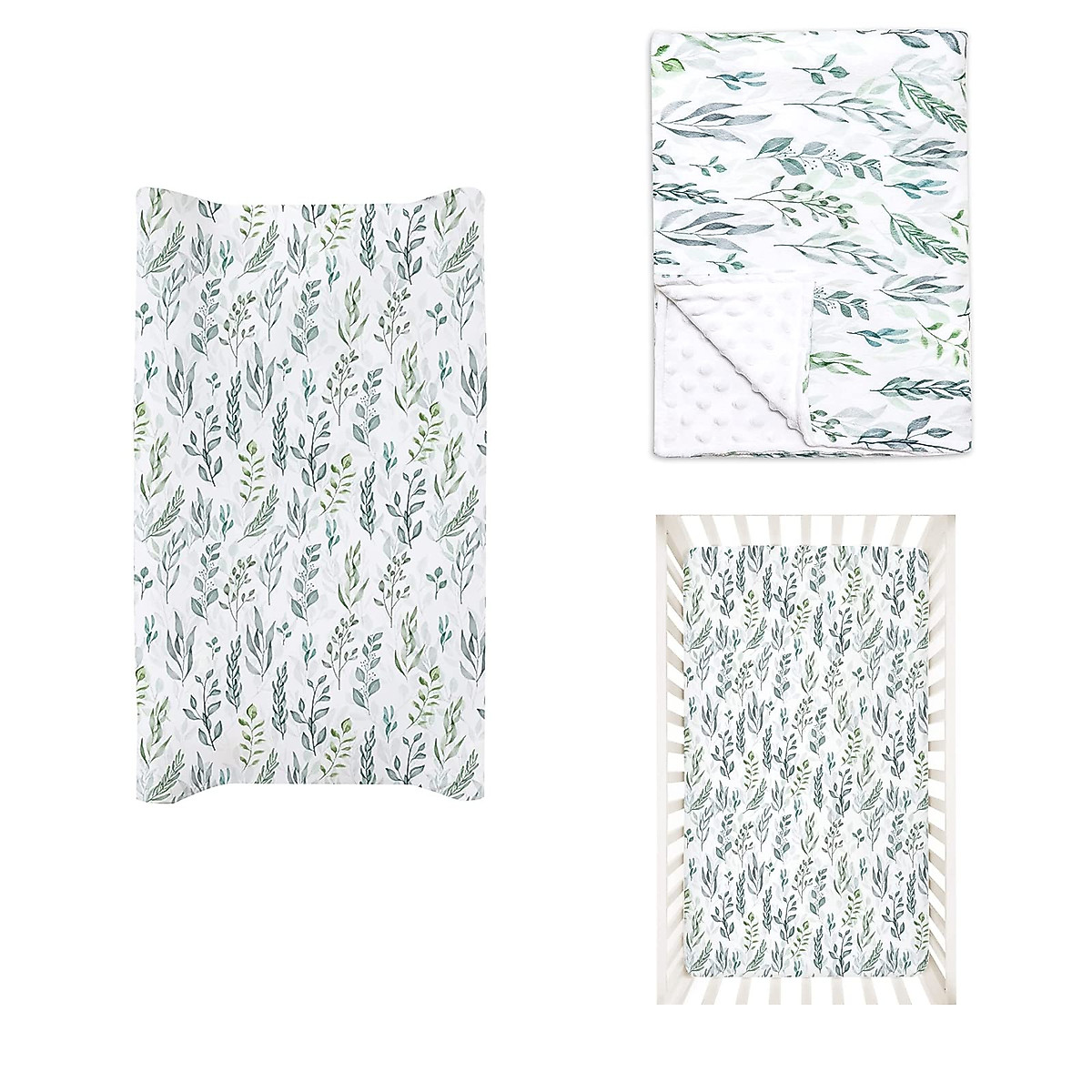 Changing Pad Cover, Baby Blanket, Crib Sheet, Green Leaf