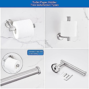 GERUSEA 6 PCS Bathroom Hardware Set, Brushed Nickel Towel Bar, Stainless Steel Towel Rack Wall Mounted Bathroom Accessories Set, 16'' Hand Towel Rod, Toilet Paper Holders, Towel Ring, 3 Towel Hooks
