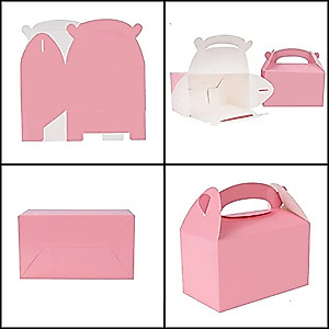 30 Pack Gift Boxes Treat Boxes 6.3X3.7X3.7Inches Party Cookie Favor Boxes Gable Candy Goodie Boxes with Handles Little for Birthday Party Small Boxes Cardboard Boxes Valentines Day for Gift Giving Pink