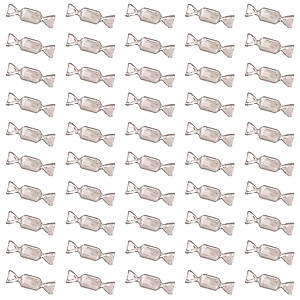 50pcs Candy Shaped Mini Box Transparent Jewelry Storage Box Travel Plastic Container Small Jewelry Storage Box with Lid Display Case Organizer Party DIY Decor (Transparent)