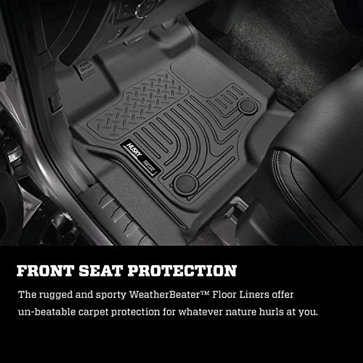 Husky Liners Weatherbeater Floor Mats | Fits 2015 - 2024 Ford F-150 SuperCab; 2017 - 2024 Ford F-250/F-350 SuperCab; 2017 Ford F-450 SuperCab | 2nd Row, 1-pc Black - 19361