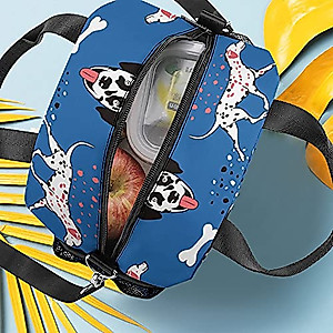 YCGRE Kids Blue Lunch Bag with Dog Design, Polyester, 10 x 6.5 x 8.9 in