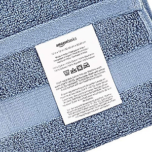 Amazon Basics Dual Performance Washcloths - 12-Pack,Cotton, True Blue