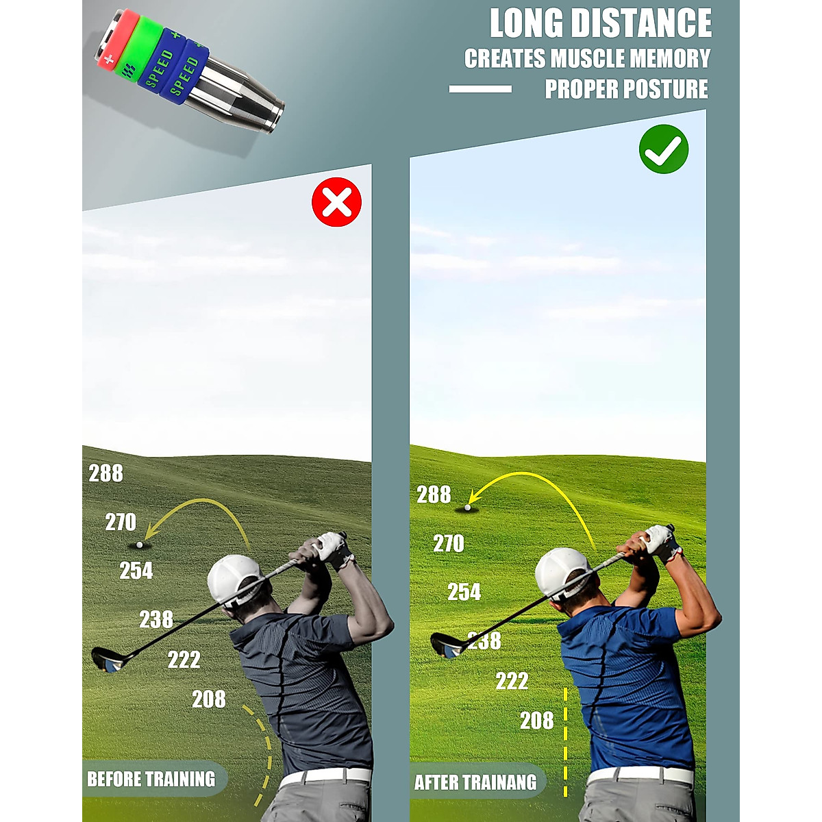 Big Crazy Golf Swing Speed Trainer Adjustable, Golf Training Equipment Three Weight Configuration Options, Golf Tempo Training Aids Connect Your Golf Clubs for Ping