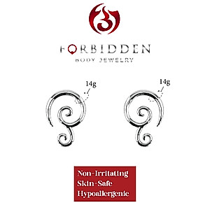 Forbidden Body Jewelry Pair of 14g (1.6mm) Surgical Steel Solid Tribal Design Taper Earrings