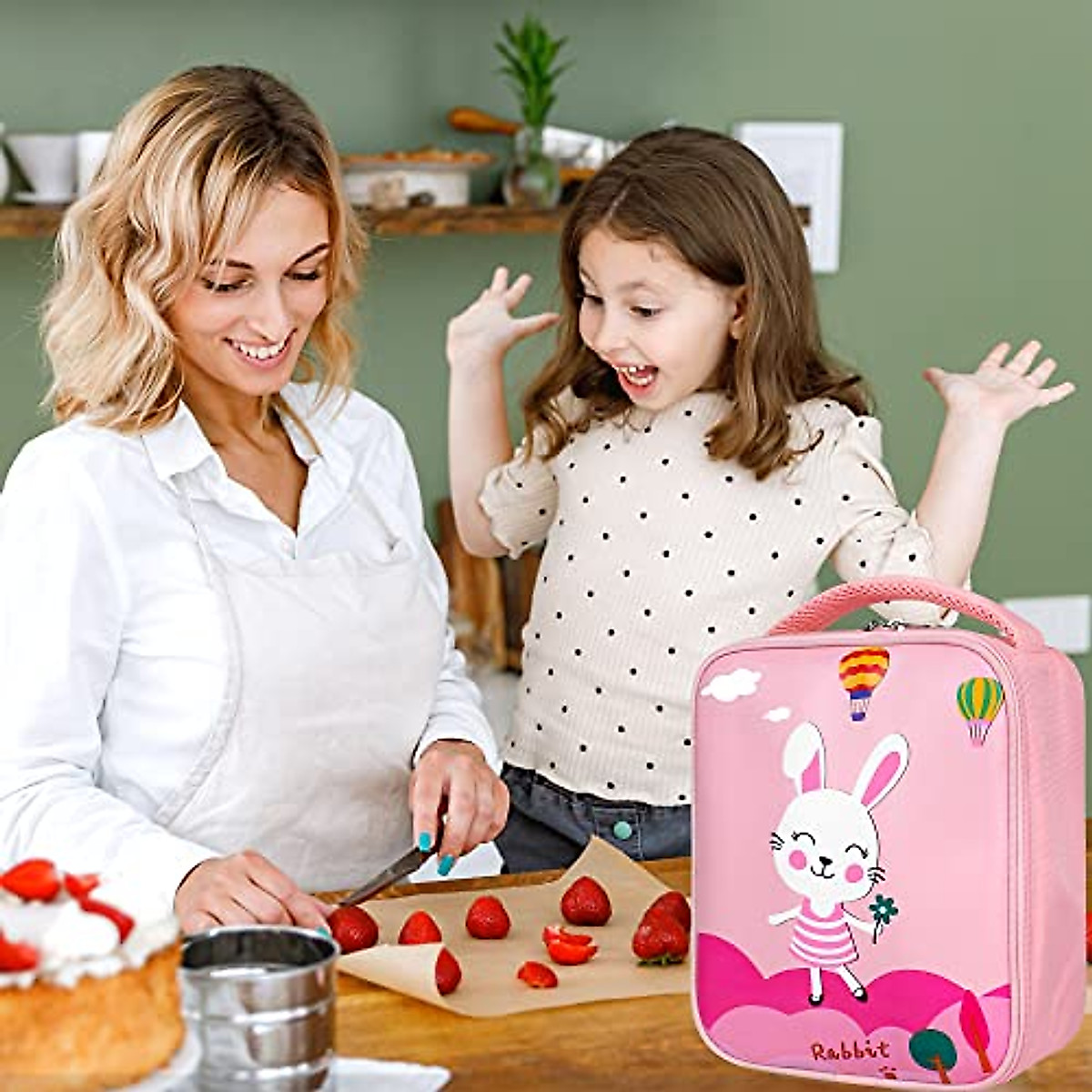 Spoilu lunch Box for Kids, School Insulated Lunch Bags for Boys and Girls - Double Insulated, Durable, Water-Resistant Fabric, Rabbit
