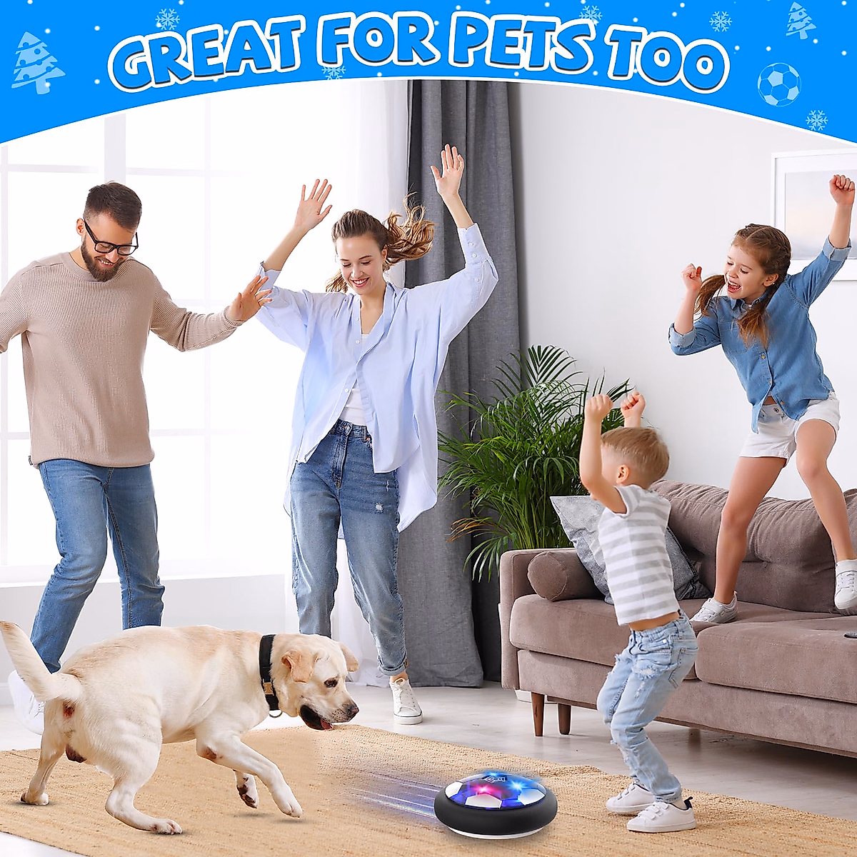 Kids Toys Christmas Stocking Stuffers Hover Soccer Ball, Rechargeable Air Soccer Indoor Fun Toys Birthday Gifts for Boys Girl Toddlers Age 3 4 5 6 7 8 Years Old