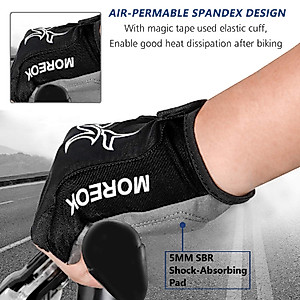MOREOK Mens Cycling Gloves,Half Finger Biking Glove MTB DH Road Bicycle Gloves Gel Pad Shock-Absorbing Anti-Slip Breathable Motorcycle Mountain Bike Gloves Black-S