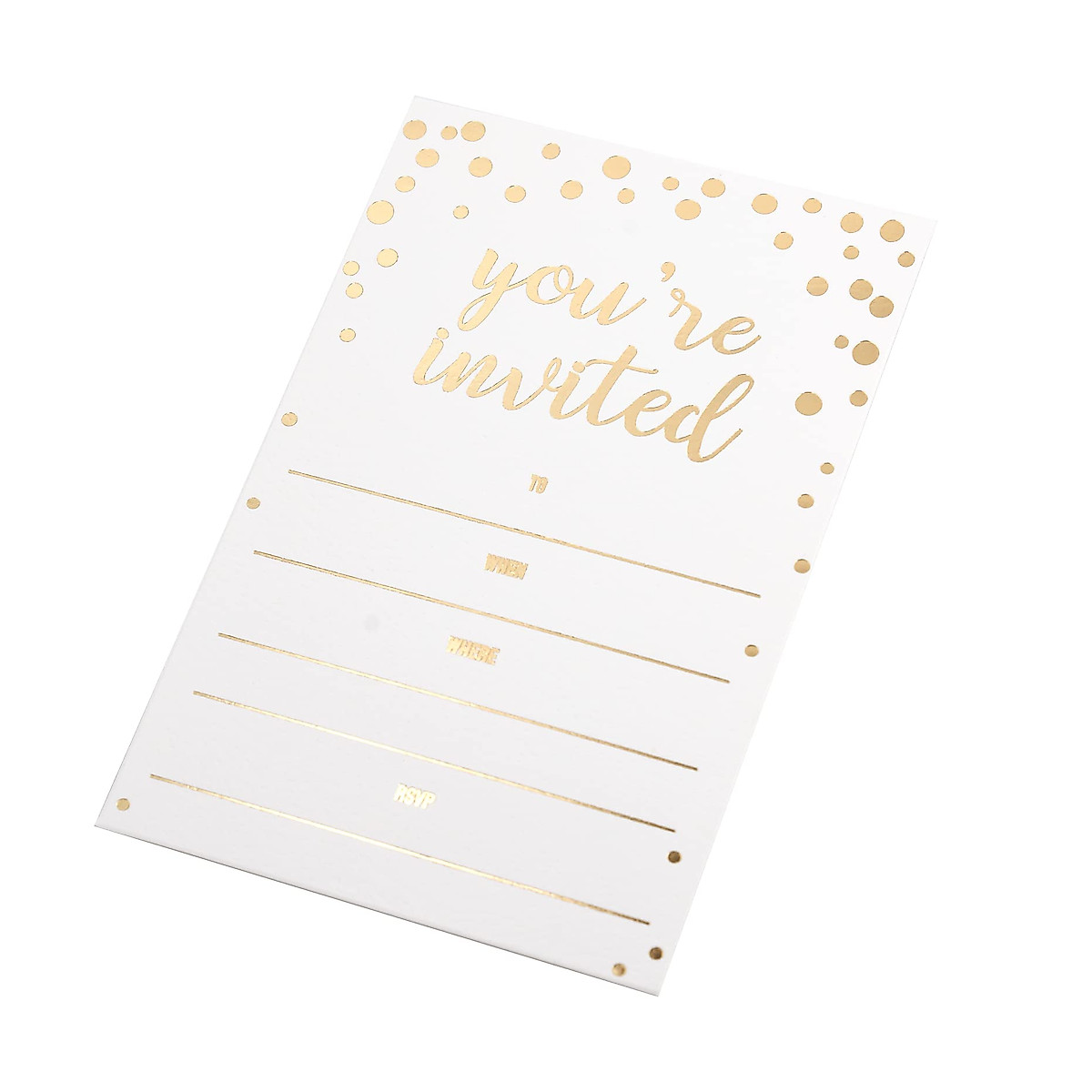 50 Pack Invitation Card - Elegant Greeting Cards ‘’You Are Invited’’ In Gold Foil Letters – For Wedding, Bridal Shower, Baby Shower, Birthday Invitations - 52 Kraft Envelopes Included - 4" x 6"