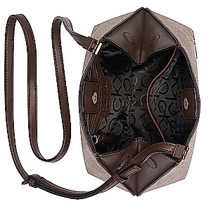 Calvin Klein Women's Granite Crossbody Bag – Vegan Leather, 2 Pockets, Brown/Khaki/Black, One Size