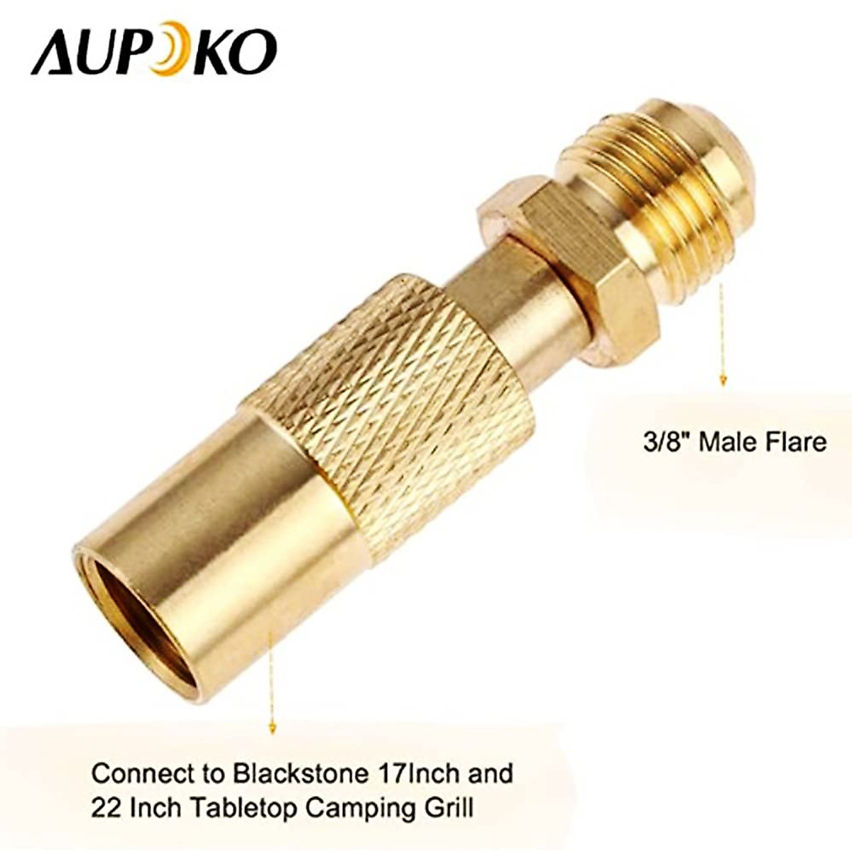 Aupoko 3/8 Propane Elbow Adapter Fitting, Fits for 17 Inch and 22 Inch Black Stone Tabletop Grill or Portable Gas Griddle Connect RV Trailer Extension Hose