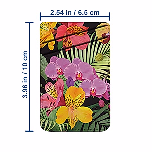 Diascia Pack of 2 - Cellphone Stick on Leather Cardholder ( Tropical Alstroemeria Lily Orchid Flowers Pattern Pattern ) ID Credit Card Pouch Wallet Pocket Sleeve