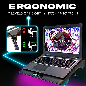 KLIM Everest Laptop Cooling Pad | New 2024 | Powerful Turbo-Fan 4300 RPM Laptop Cooler | Sealed Foam for Maximum Performance | Avoid Overheating and Protect Your Gaming Laptop | 14-17.3 in