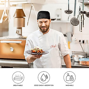 Cabilock Black Chef Hat Cooking Chef Cap: Adjustable Tie Back Food Service Hair Nets Reusable Washable Bouffant Beanie 3pcs