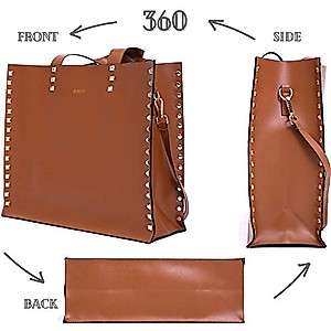 DASTI Carryall bandolera Cartera Mujer Moda Grandes Bolso Mustard Oversized Tot Hobo Tan Totes Minimalist Studded Rivets Handbag with Golden Stud