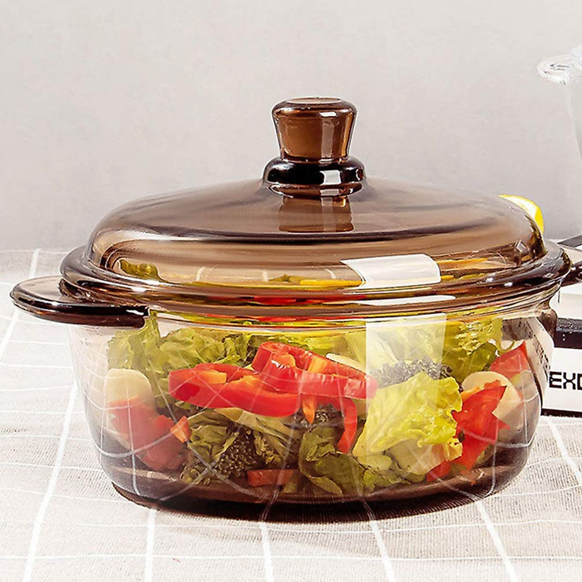 Hemoton 1pc Amphora Large Pho Bowls Ramen Noodle Pot Clear Cookware Stew Pots with Lids Restaurant Serving Bowl Fruit Bowl Baking Dish with Lid - Bowl Glass Salad Salt Toddler