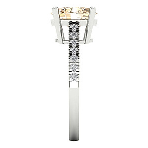 Clara Pucci 2.81 ct Oval Cut Solitaire W/Accent Natural Brown Morganite Art Deco Bridal Wedding Statement ring 18K White Gold Size 6.5