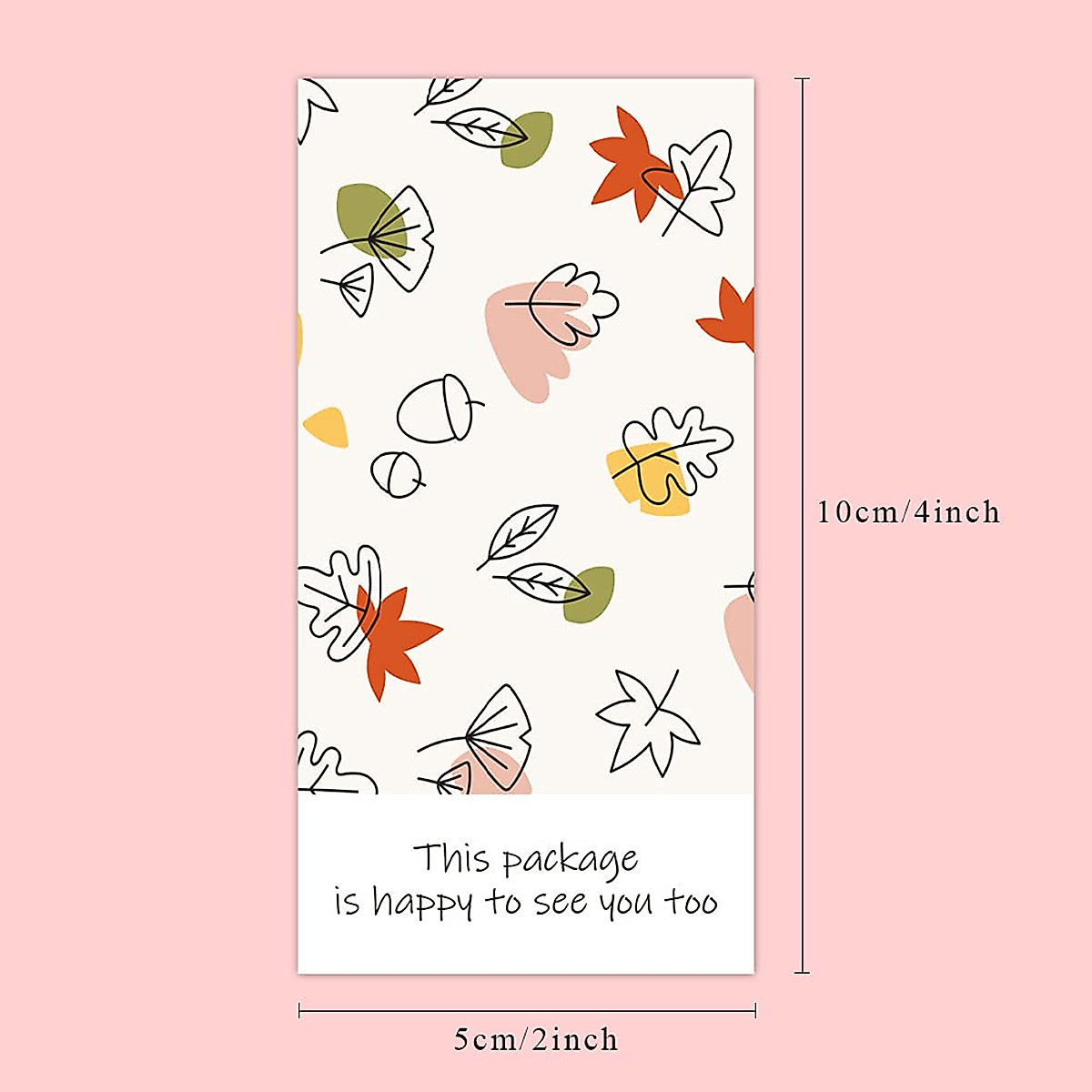 100PCS Box Seal Stickers, Rectangle Leaf Pattern Bag Package Labels, Decorative Baking Sealing Decals for Business Letter Envelope Seal Gift Packaging Customer Mailer Box Retail Bag (Leaf Sticker 2)