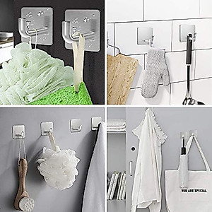 Tysun 6 Pack Self Adhesive Hooks Heavy Duty for Kitchen Bathroom Stick on Hooks for Hanging Towel Hangers Coat Hooks for Bathroom Door Adhesive