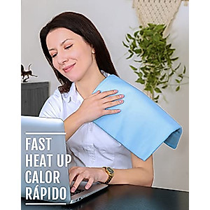 Boncare Stay On NO Auto-Off Hot Heating Pad for Cramps and Back Pain Relief Boncare 12” x 15” Small Fomentera Electrica Lumbar Moist & Dry Heat Washable Cover (Sky Blue)