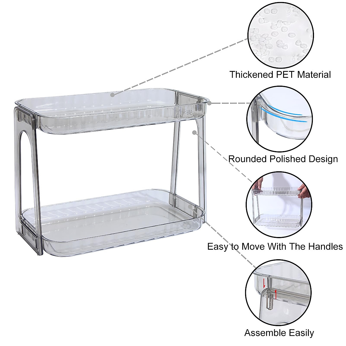 Wbtran 2-Tier Corner Bathroom Counter Organizer, Bathroom Countertop Shelf Makeup Organizer, Corner Storage Organizers for Bathroom, Kitchen, Dresser (Grey)