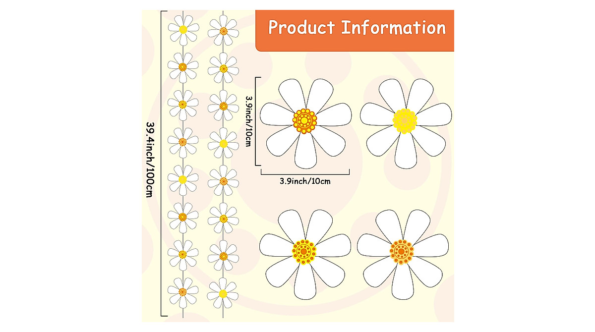 Daisy Groovy Boho Party Banners - 12 Pack White Daisy Garlands
