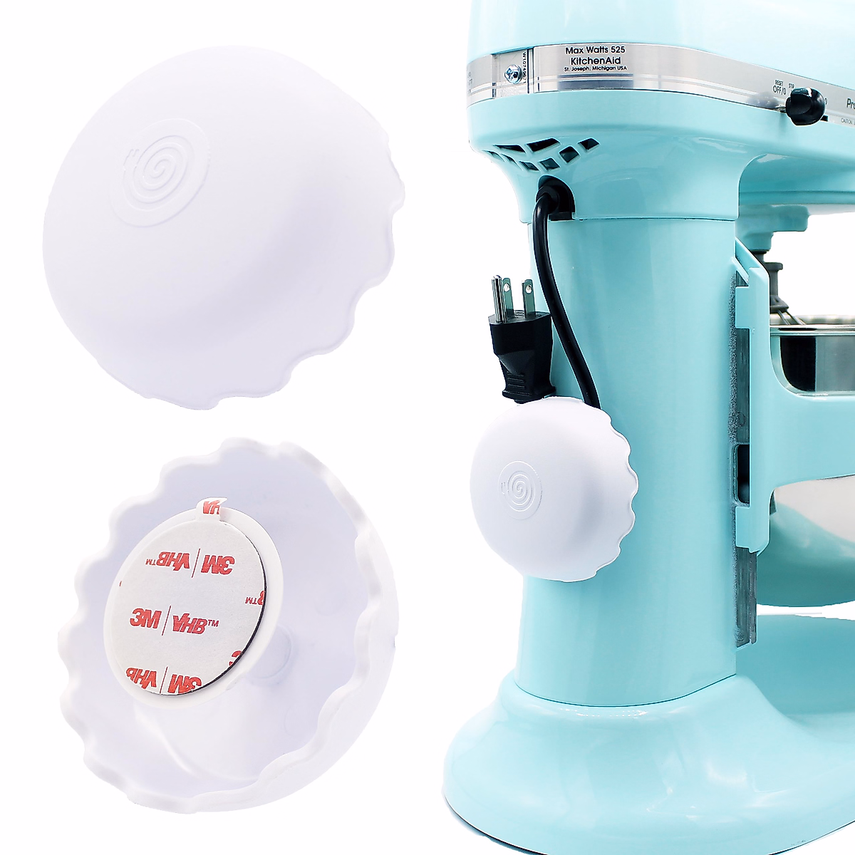 2-Pack Heat-Resistant Cord Organizer for Appliances, Kitchen, Computers & More | Stick-On Cord Wrappers with Flexible Base, Secure Scalloped Edge, White (3 x 1.5 Inches)