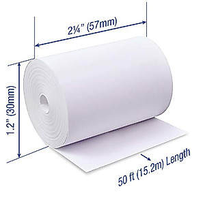 POS1 Thermal Paper Rolls 2-1/4 x 50 ft | 30mm diameter | fits Verifone vx520 | fits Ingenico iCT220 and iCT250 | CORELESS | BPA Free | 200 rolls per case