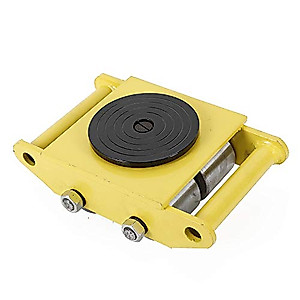 Heavy Duty Machine Dolly Skate Machinery Roller Mover Cargo Trolley 6 Ton 13200lb, w/Steel Rollers Cap 360 Degree Rotation (Yellow)