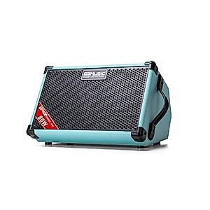 Coolmusic BP40D Powered Acoustic Guitar Amplifier- Portable Bluetooth Speaker 80W W/Battery with Reverb Chorus Delay Effect, 6 Inputs,3 Band EQ, Blue