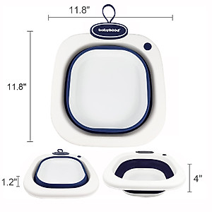 Babyhood Multi-Purpose Collapsible Wash Basin for Kids and Babies, Lightweight Portable Folding Basin for Washing Baby Bottles and Breast Pump Parts and Home Kitchen Outdoor Camping Use (2021 Blue)