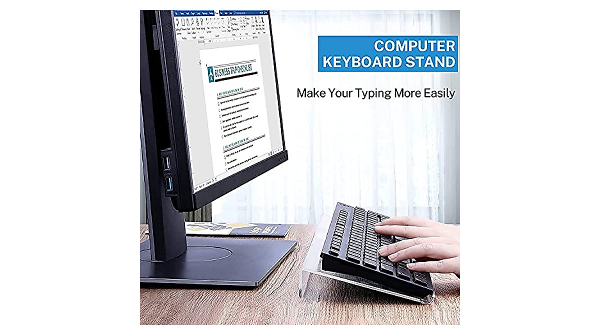 Clear Acrylic Ergonomic Keyboard Stand | Improve Typing & Posture