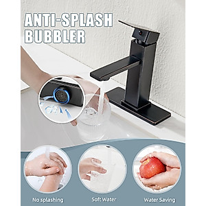 Casavilla Bathroom Sink Faucet-2 Sets, Oil Rubbed Bronze Bathroom Faucet with Pop-up Drain and 6 Inch Deck Plate, Single Handle Faucet for Bathroom Sink (2 Holes), Modern Farmhouse RV Sink Faucet