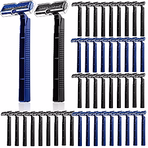 30 Pieces Disposable Razors Bulk Individually Wrapped Disposable Safety Razor Twin Blade Razors with Clear Safety Cap for Travel Hotels Motels Beauty Salons Homes