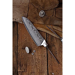 KATSURA Woodworking Project Kit – Santoku Knife Blank Hidden Tang – 5 Inch – Japanese Premium AUS 10, 67 Layers Damascus Steel – NO LOGO