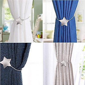 Sorfia Magnetic Curtain Tiebacks Clips Decorative Rope Holdbacks, 2 Pack Star Drapery Tie Backs Weave Holder for Window Draperies Bedroom Home Décor