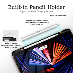 Leather Cases for IPad Pro 12.9 Case 6th/5th/4th/3rd Generation - Protective Multi-Angle Folio with Pencil Holder & Pocket - Auto Wake/Sleep, Premium PU Leather Cover - Midnight Green