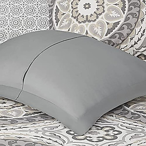 Madison Park Essentials Serenity Bed in a Bag Comforter Set, Medallion Damask Design, All Season Bedding with Cotton Sheet Set, Bedskirt, Queen(90"x90"), Taupe 9 Piece