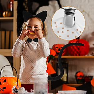 Hayner-Seek Cat Costume Cat Ears Headband Black Cat Ears Cosplay Headband with Bowknot Tail Animal Cosplay Halloween Costume For Women lack Cat